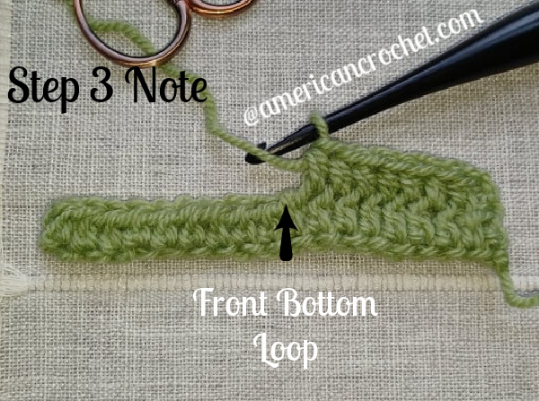 Front Bottom Loop Half Double Crochet | American Crochet