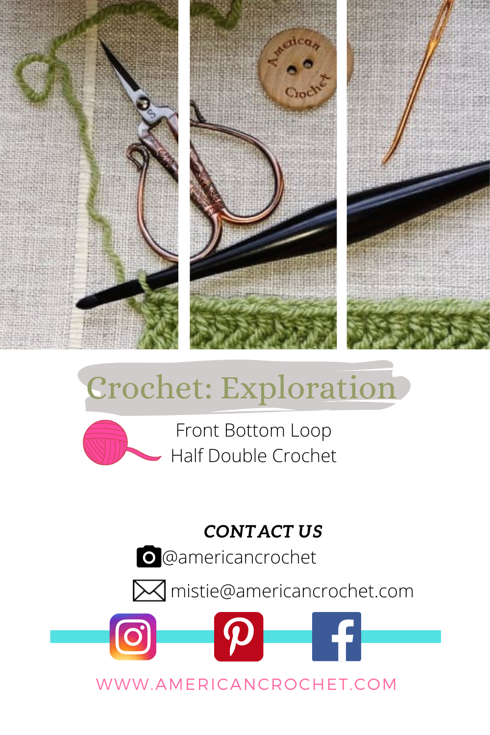 Front Bottom Loop Half Double Crochet | American Crochet