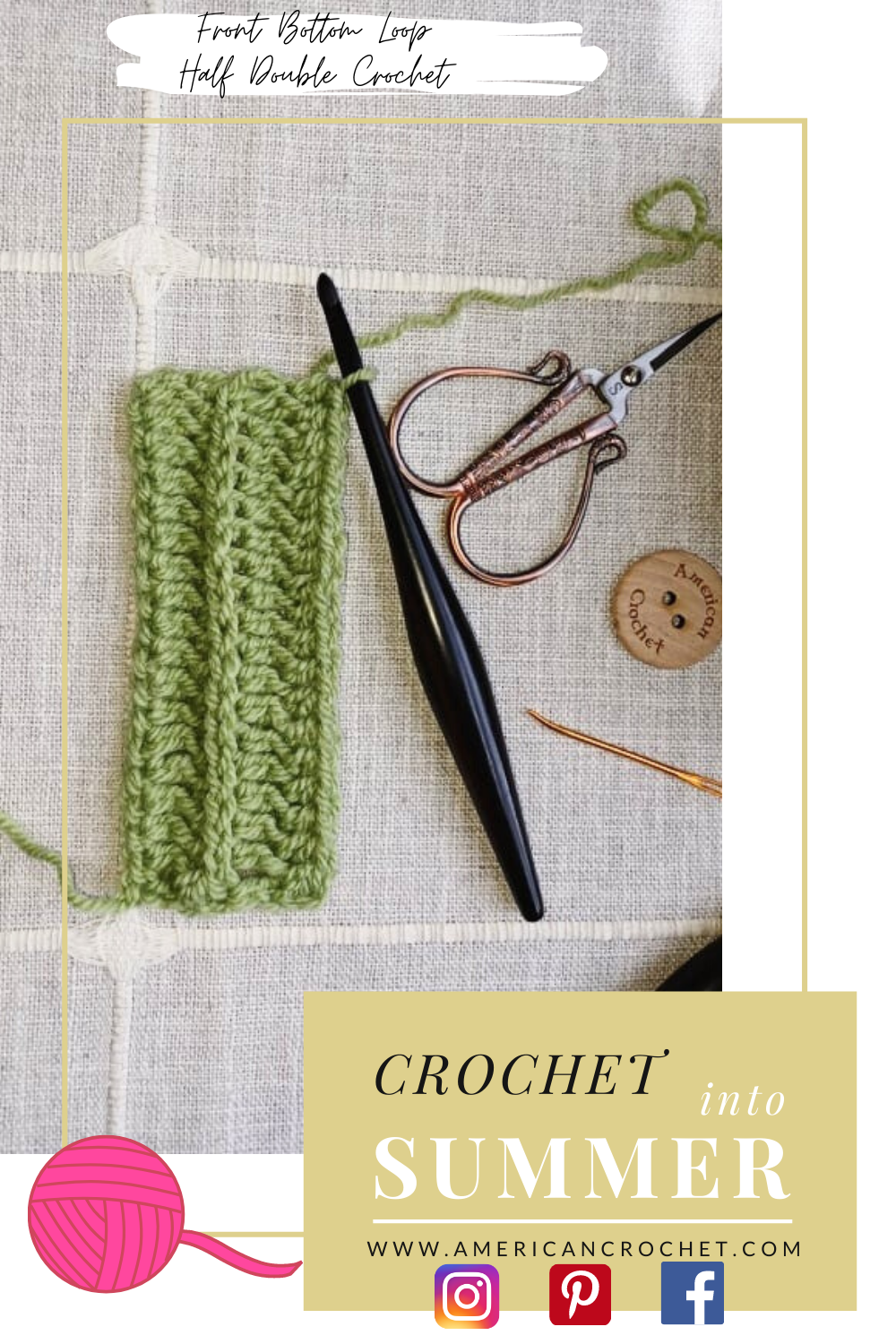 Front Bottom Loop Half Double Crochet | American Crochet